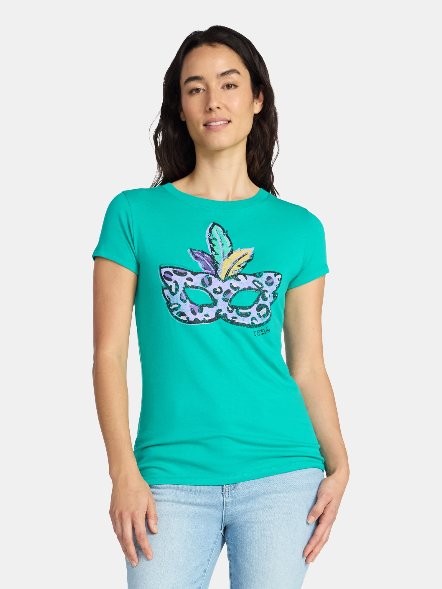 Mardi Gras Women's Bold Mask Graphic Tee, Sizes S-XXXL - Walmart.com