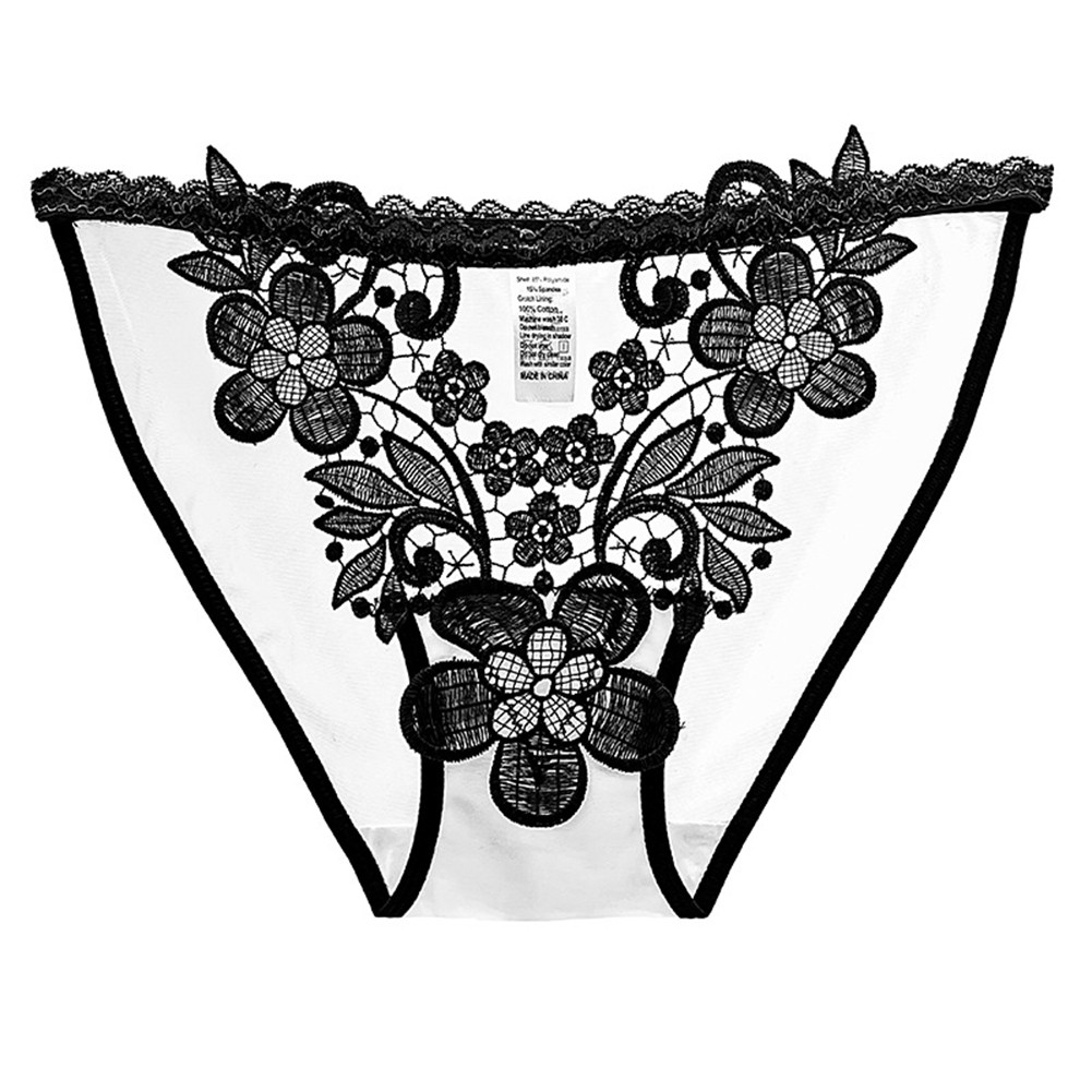 Ladies Mesh Embroidery Briefs Transparent Panties Knickers Lingerie ...