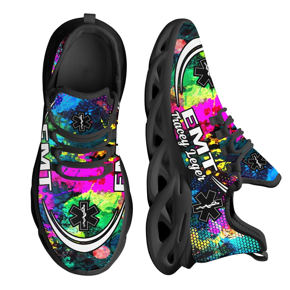 Ladies Mesh Sneakers EMT EMS Medical Rescue Pattern Lace Up Air Mesh ...