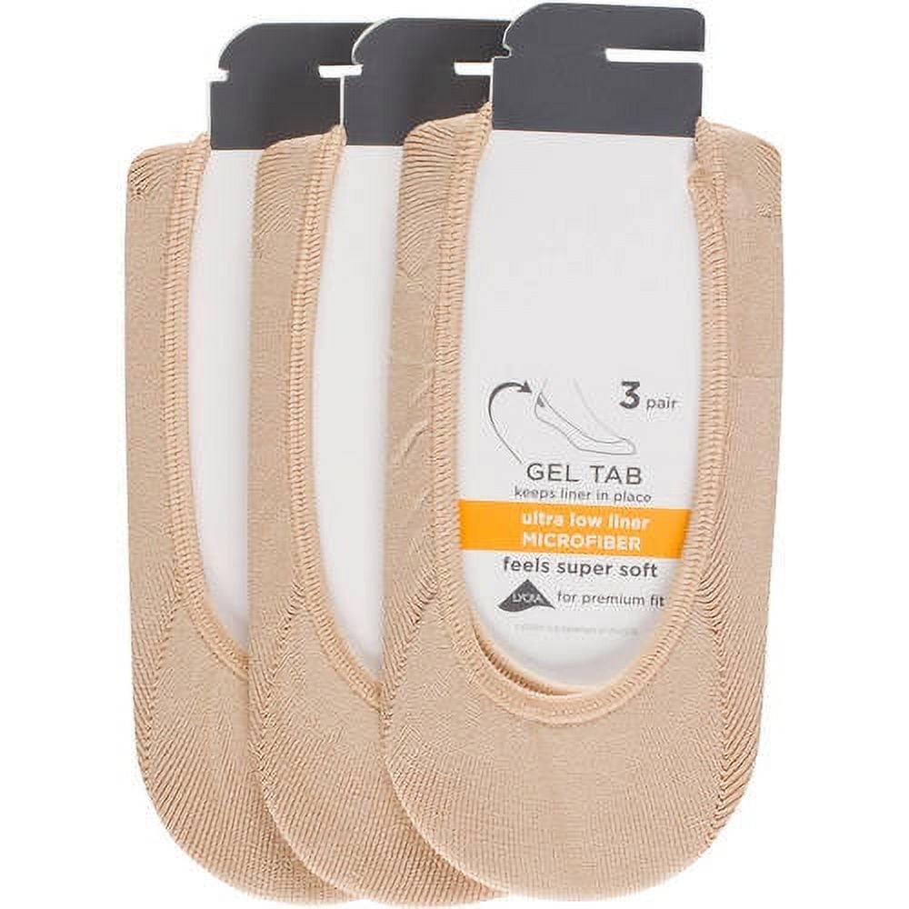 Ladies Microfiber Ultra Low Cut Liner With Gel Tab, 3 Pairs - Walmart.com