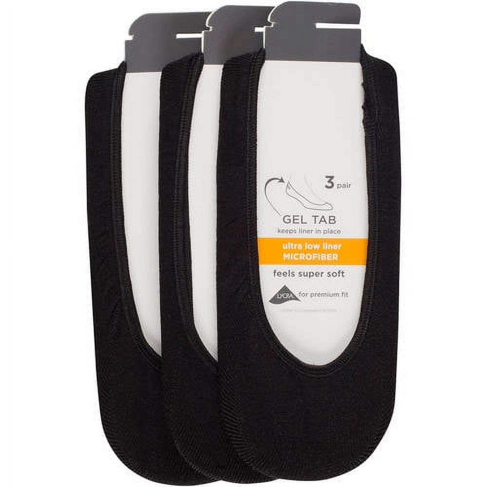 Ladies Microfiber Ultra Low Cut Liner With Gel Tab, 3 Pairs - Walmart.com