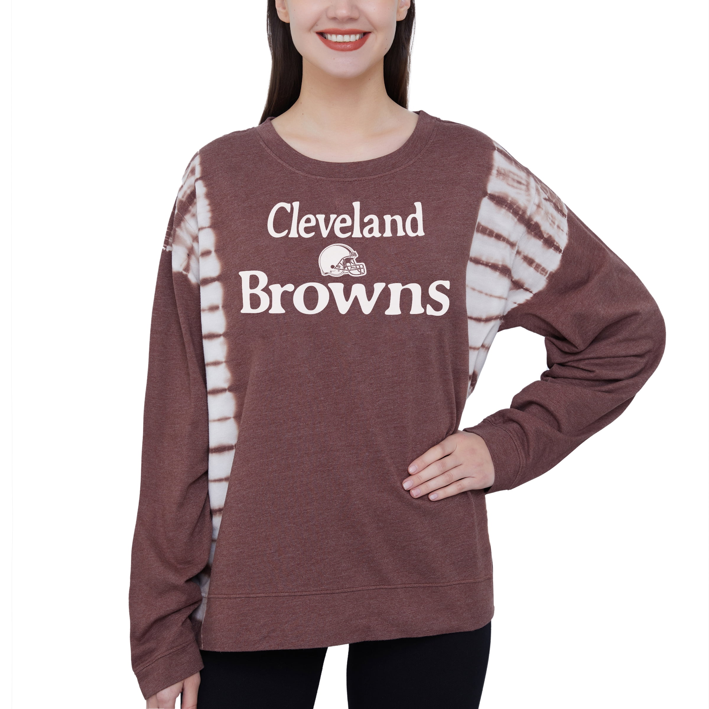 Ladies NFL Cleveland Browns Recoup French Terry Long Sleeve Top ...