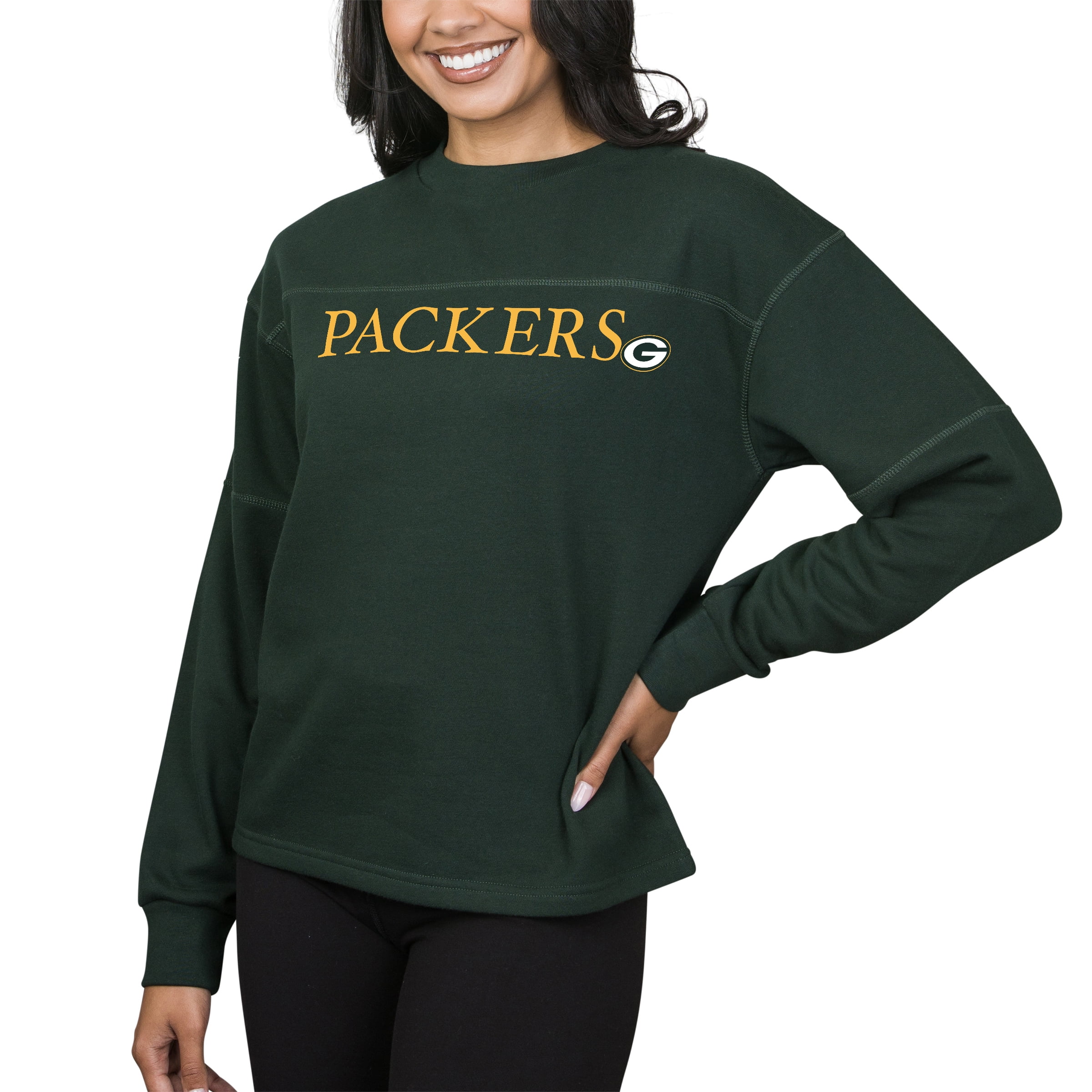 Ladies NFL Green Bay Packers Peppy Fleece Long Sleeve Top - Walmart.com