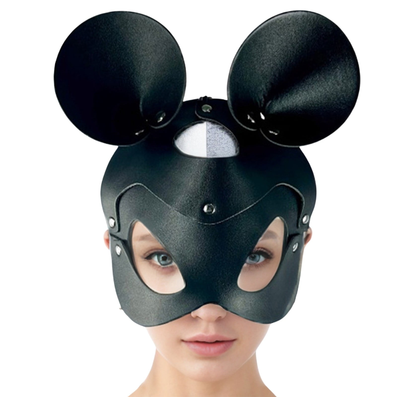 Ladies Patch Black Leather Rabbit Cat Face Eye Supplies Adult Animal ...