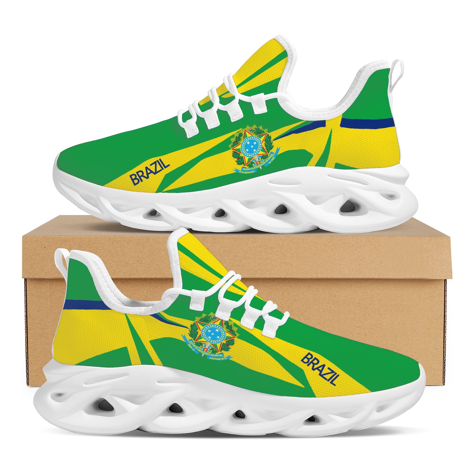 Ladies Platform Shoes Brazil Flag Print Lace Up Sneakers High Quality ...