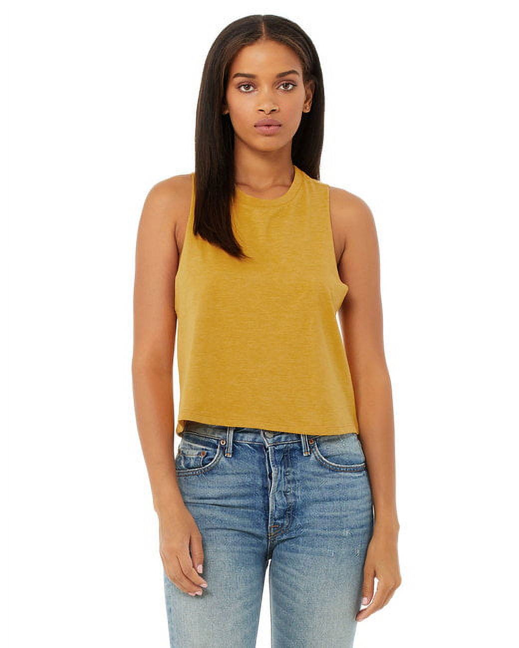 Ladies' Racerback Cropped Tank - HEATHER MUSTARD - M - Walmart.com