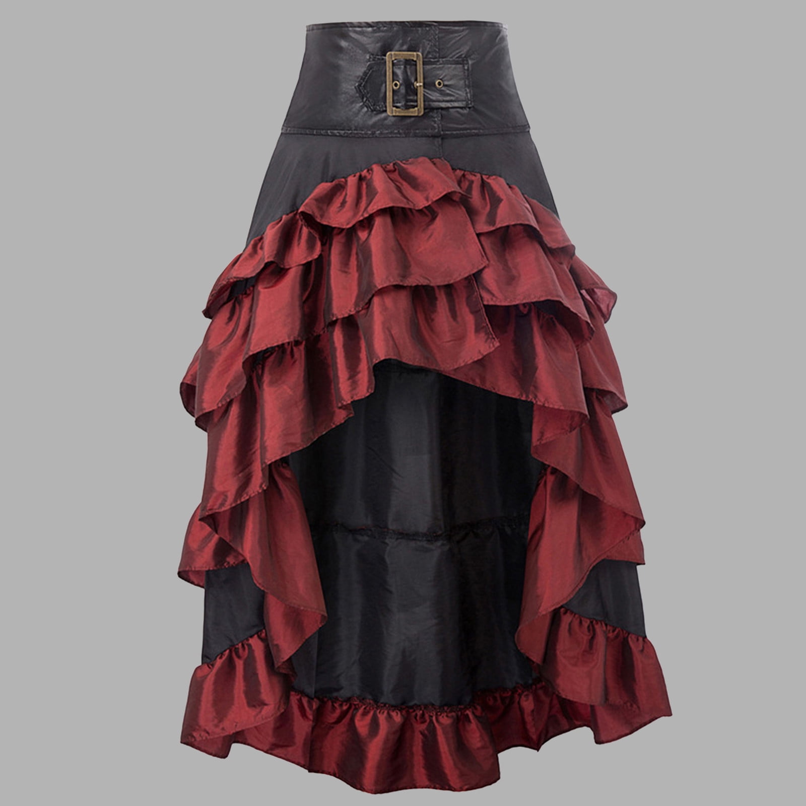 Ladies Retro Front Short Back Long Irregular Ruffle Edge Patchwork Cake ...