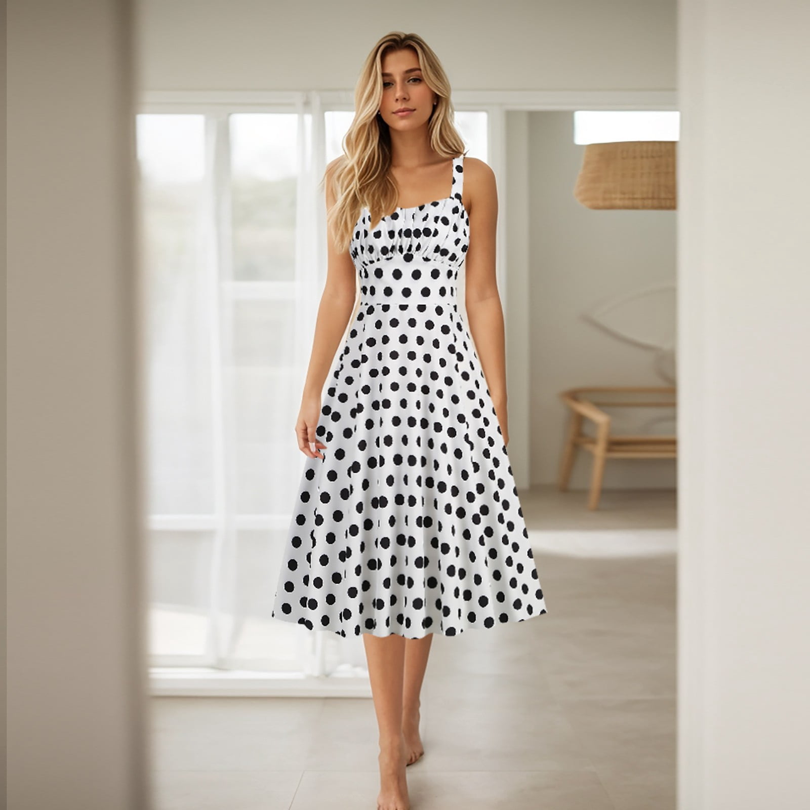 Ladies Retro Wind Sling Neck Purpose Slim Dress Tween Casual Dresses ...