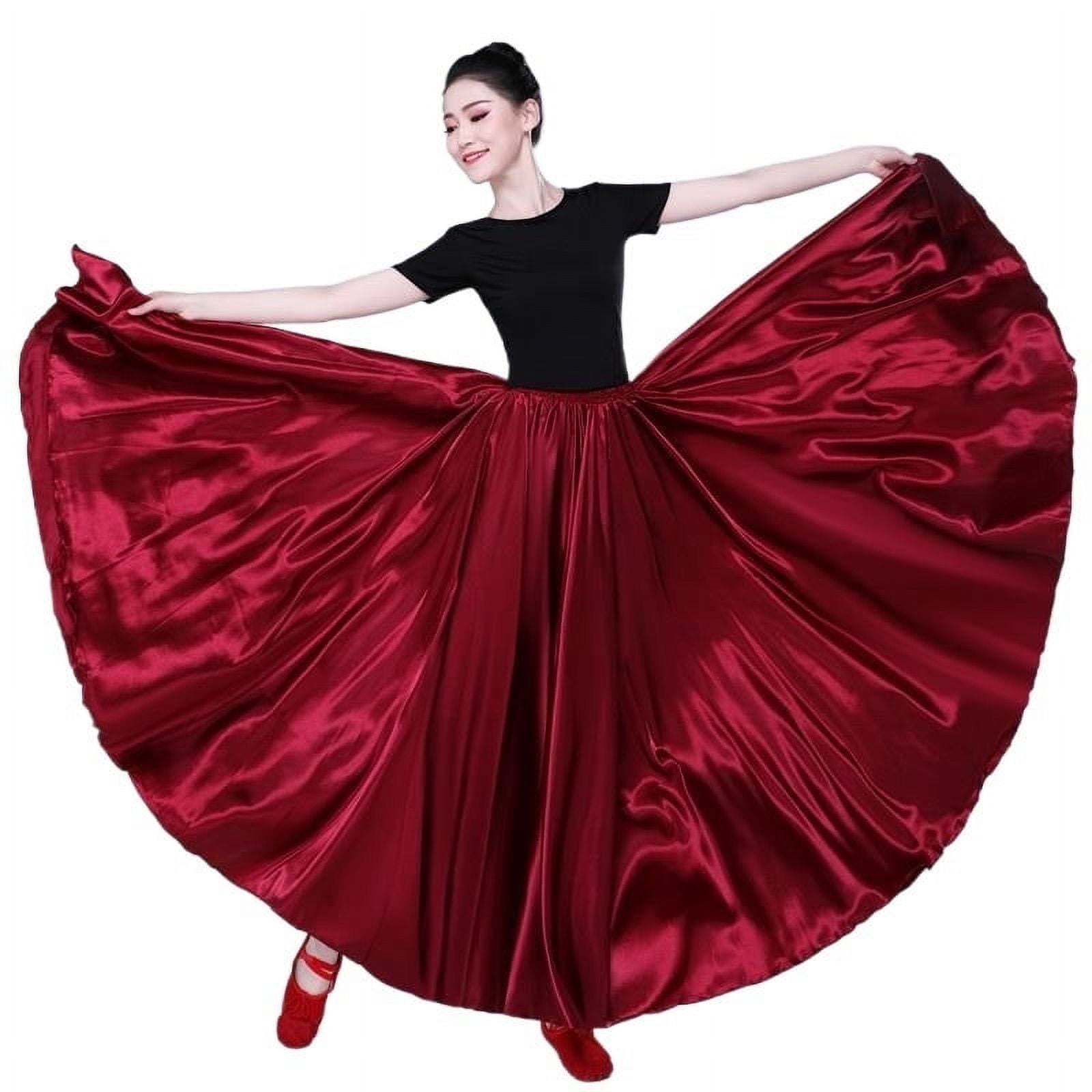 Ladies Satin Long Full Skirt for Belly Dance Praise Dance Skirt Belly ...