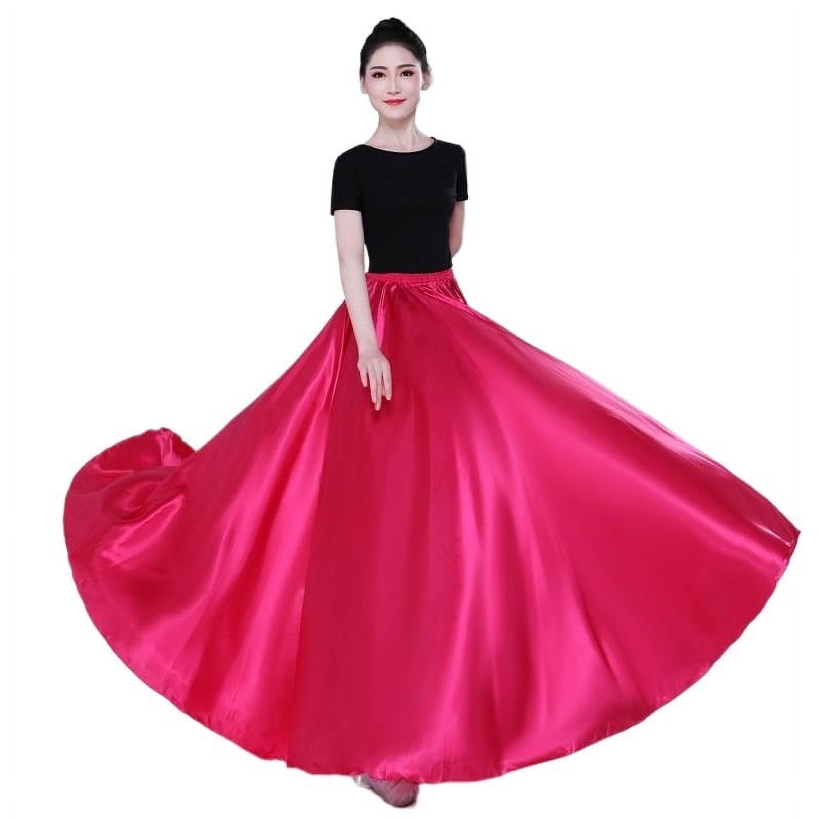 Ladies Satin Long Full Skirt for Belly Dance Praise Dance Skirt Belly ...