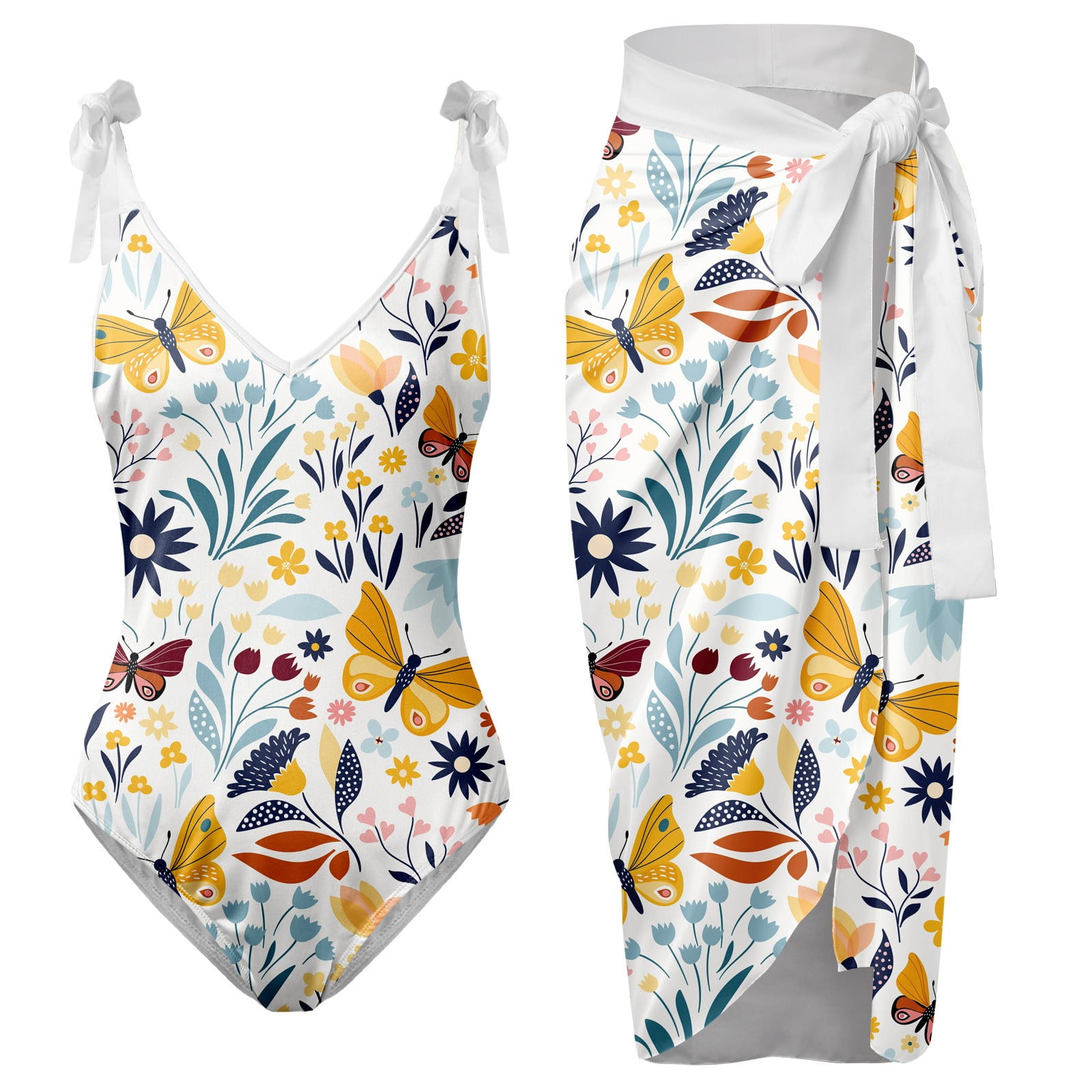 Ladies Sexy Monokini Deep V Neck Stylish Flower Printed Sets Slim