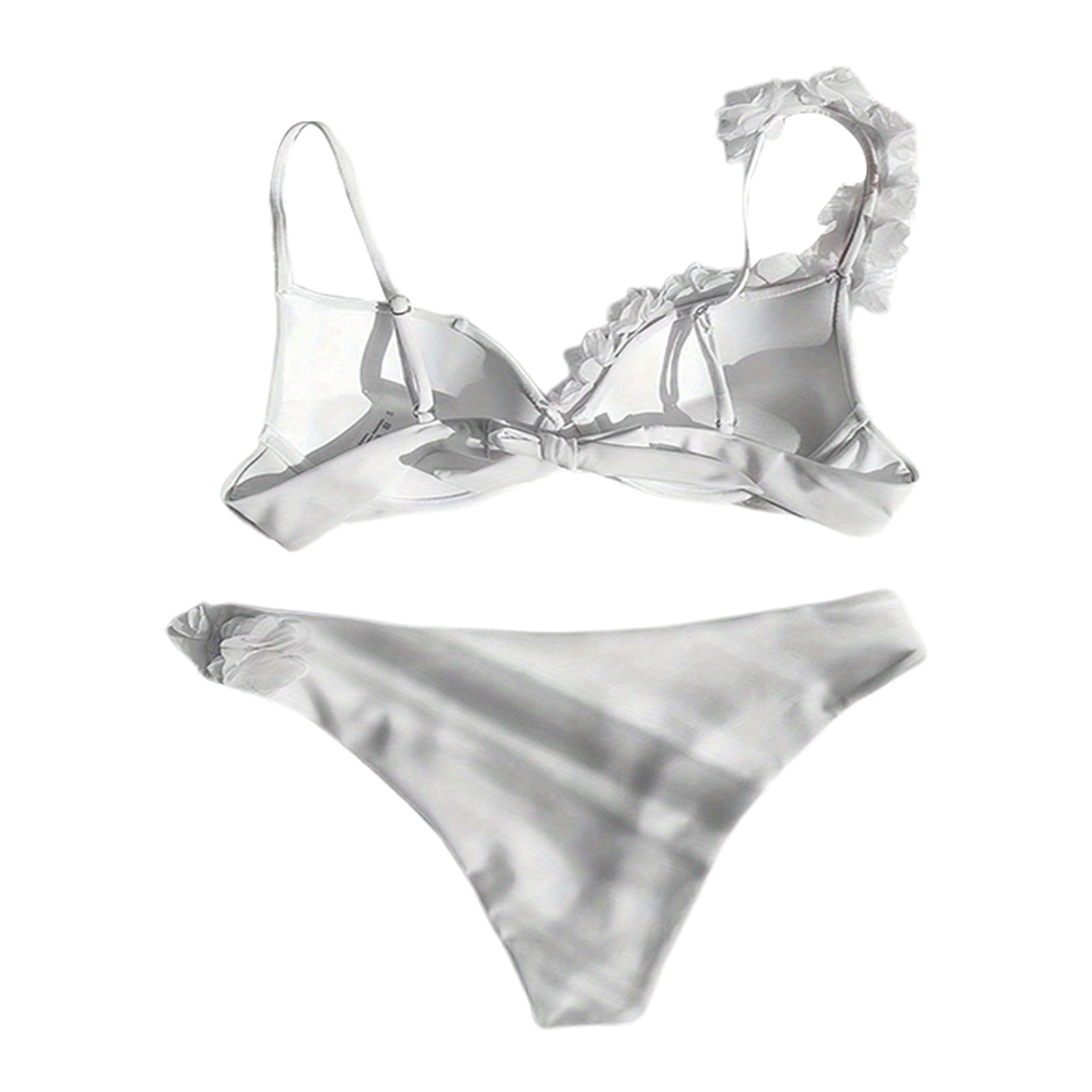 Ladies Sexy Pure Color Bikini Set With Flowers For Beach & Spa ...