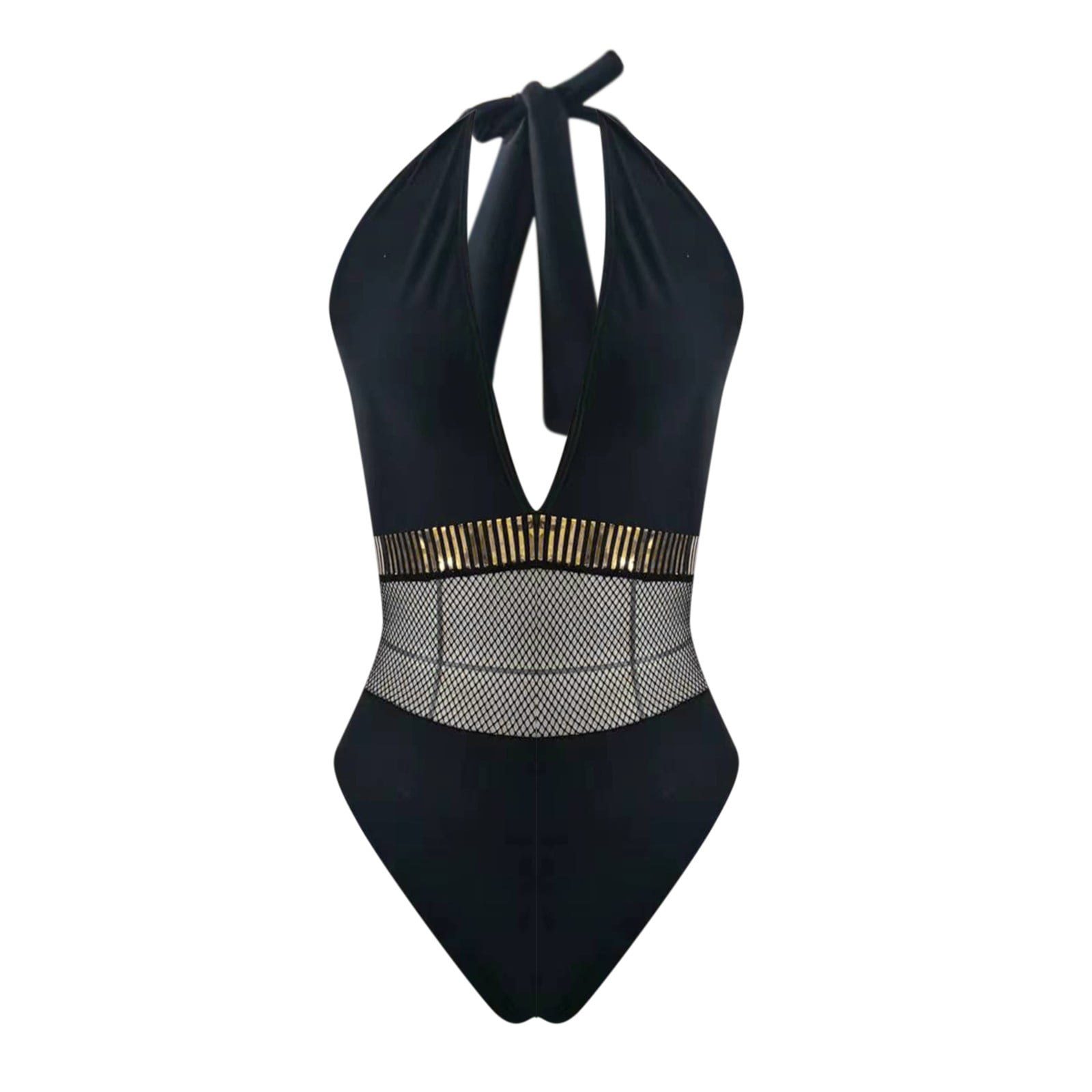 Ladies Sexy Swimsuit New Backless Solid Color Push Up High Waist