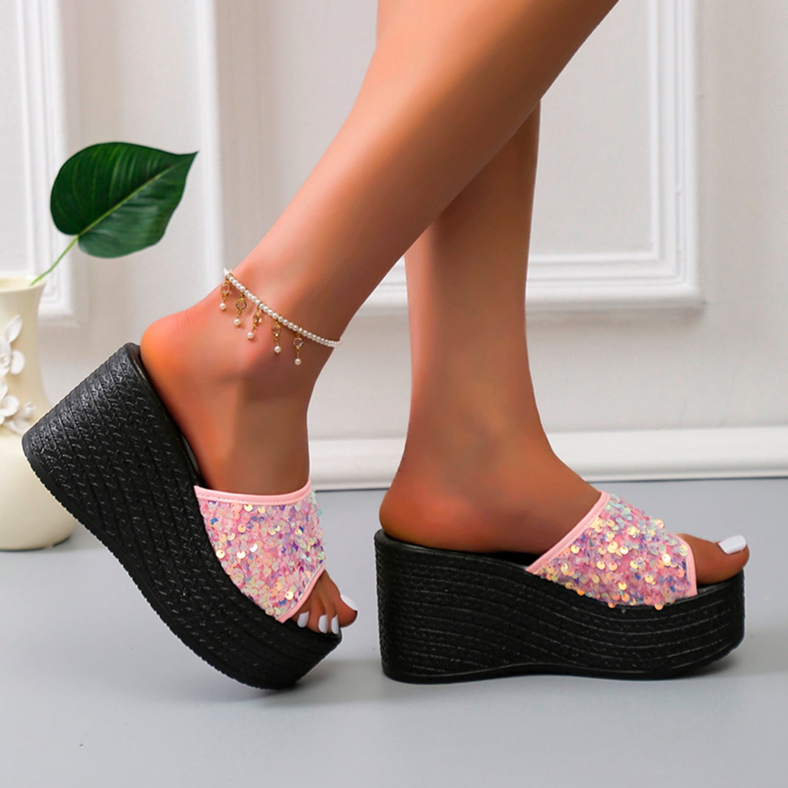 Ladies Shoes Fashion Comfortable Platform Wedge Sandals Rhinestone ...