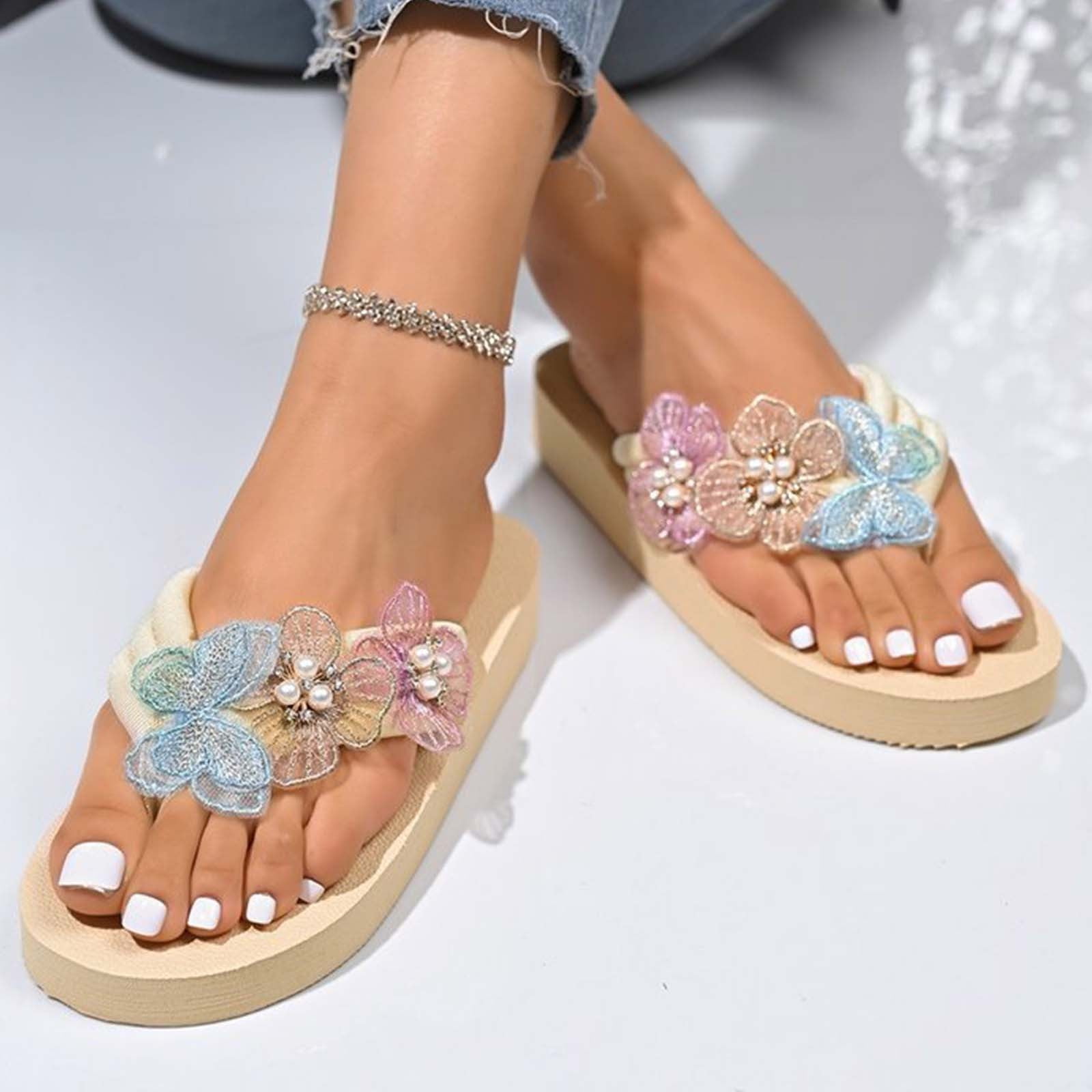 Ladies Shoes Fashion Thick Sole Flip Flops Casual Outdoor Beach Flip ...