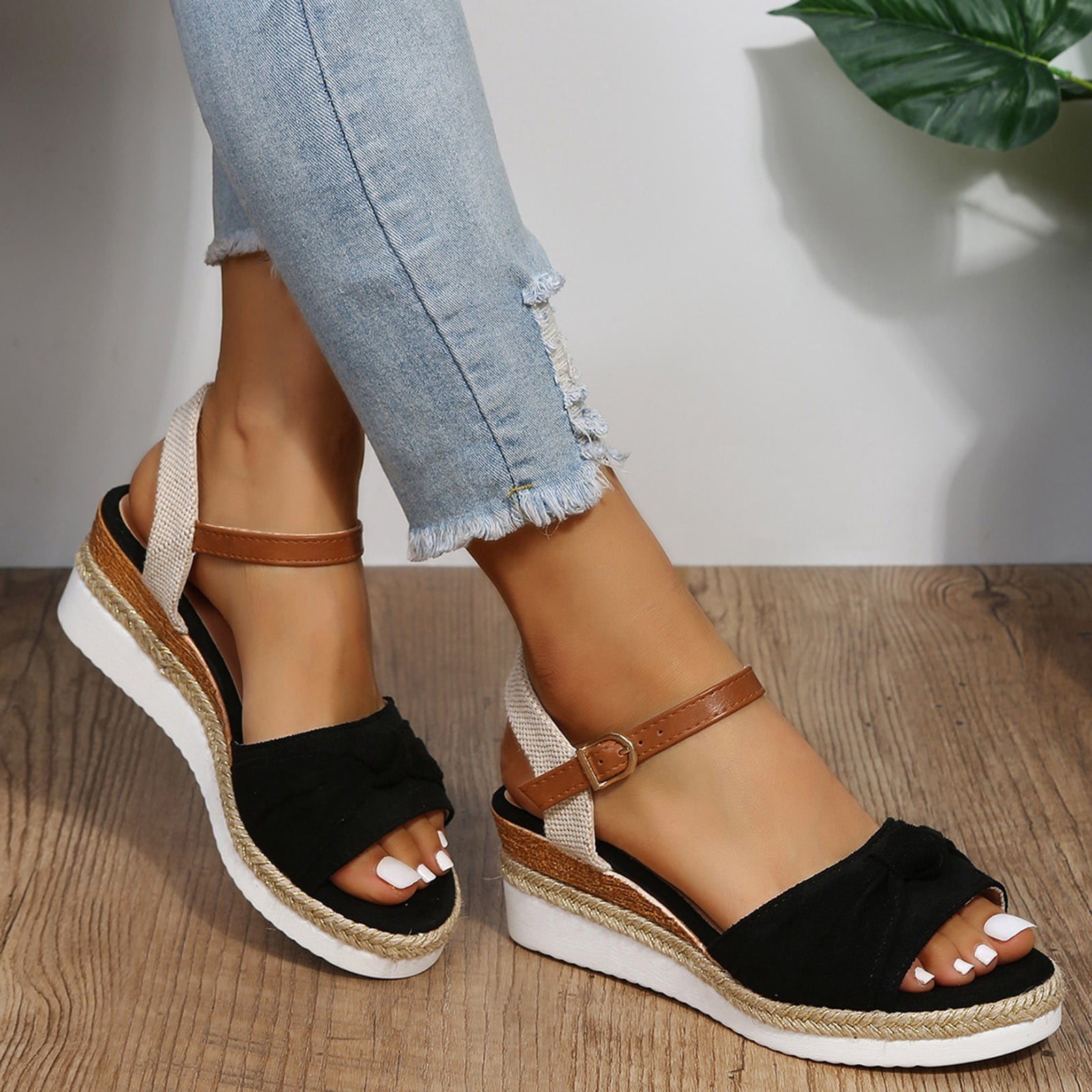 Ladies Shoes Fashion Wedge Sandals Comfortable Retro Roman Fish Toe ...