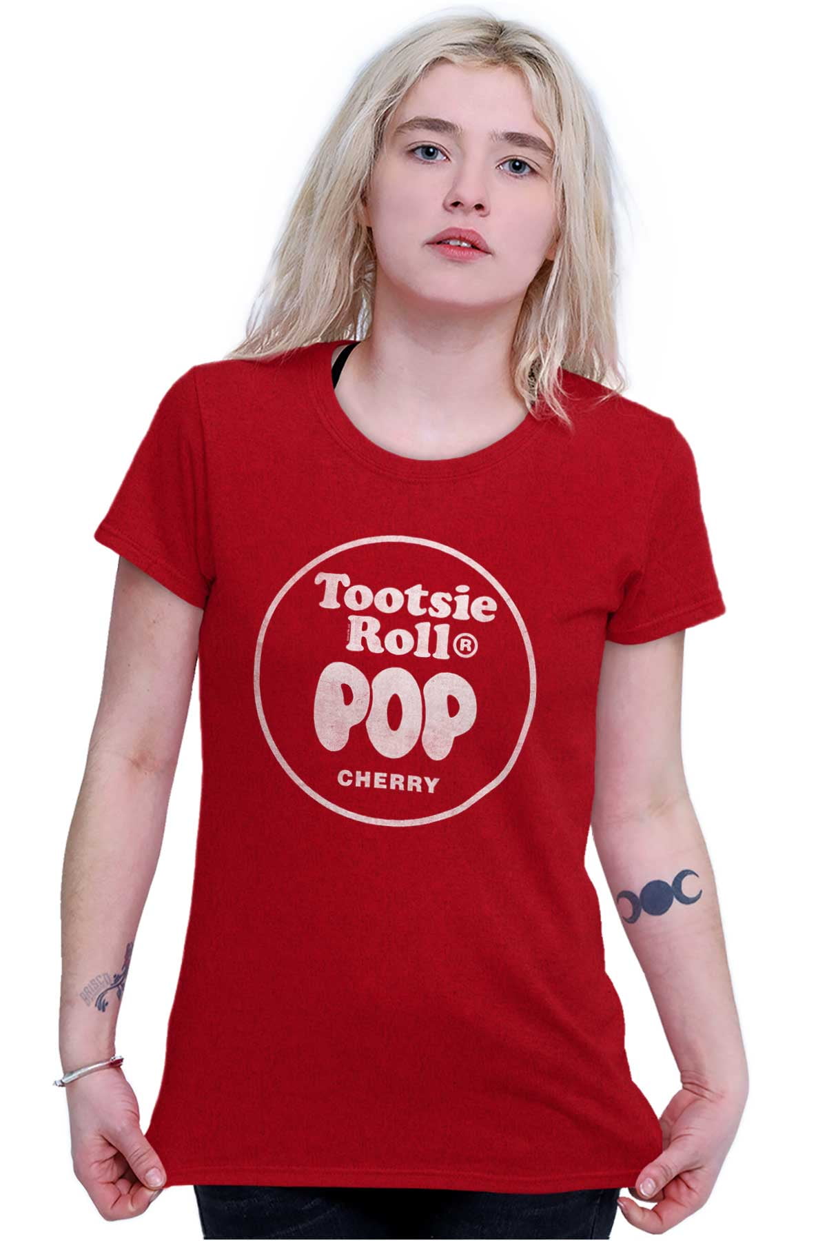 Ladies Slim Fit Shirt Cherry-Flavored Tootsie Graphic Tee Roll Pop X - Walmart.com