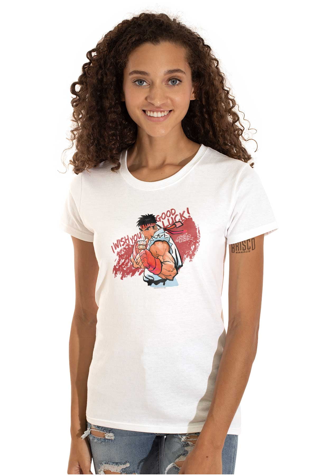 Ladies Slim Fit Shirt Street Fighter Graphic Tee Ryu Vintage Gamer S ...