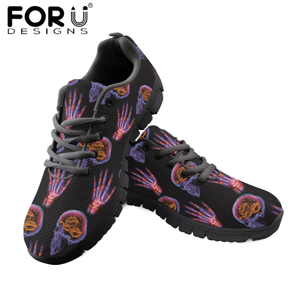 Ladies Sneakers Lace-up Air Mesh Shoes X-ray Printing Light Breathable ...