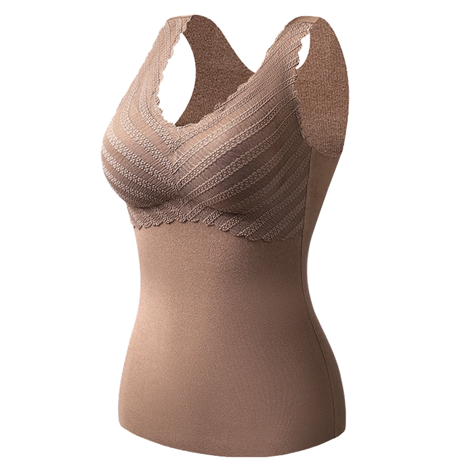 Ladies Soft Thermal Underwear Cold Weather Slim Fit Sleeveless Shirts V ...