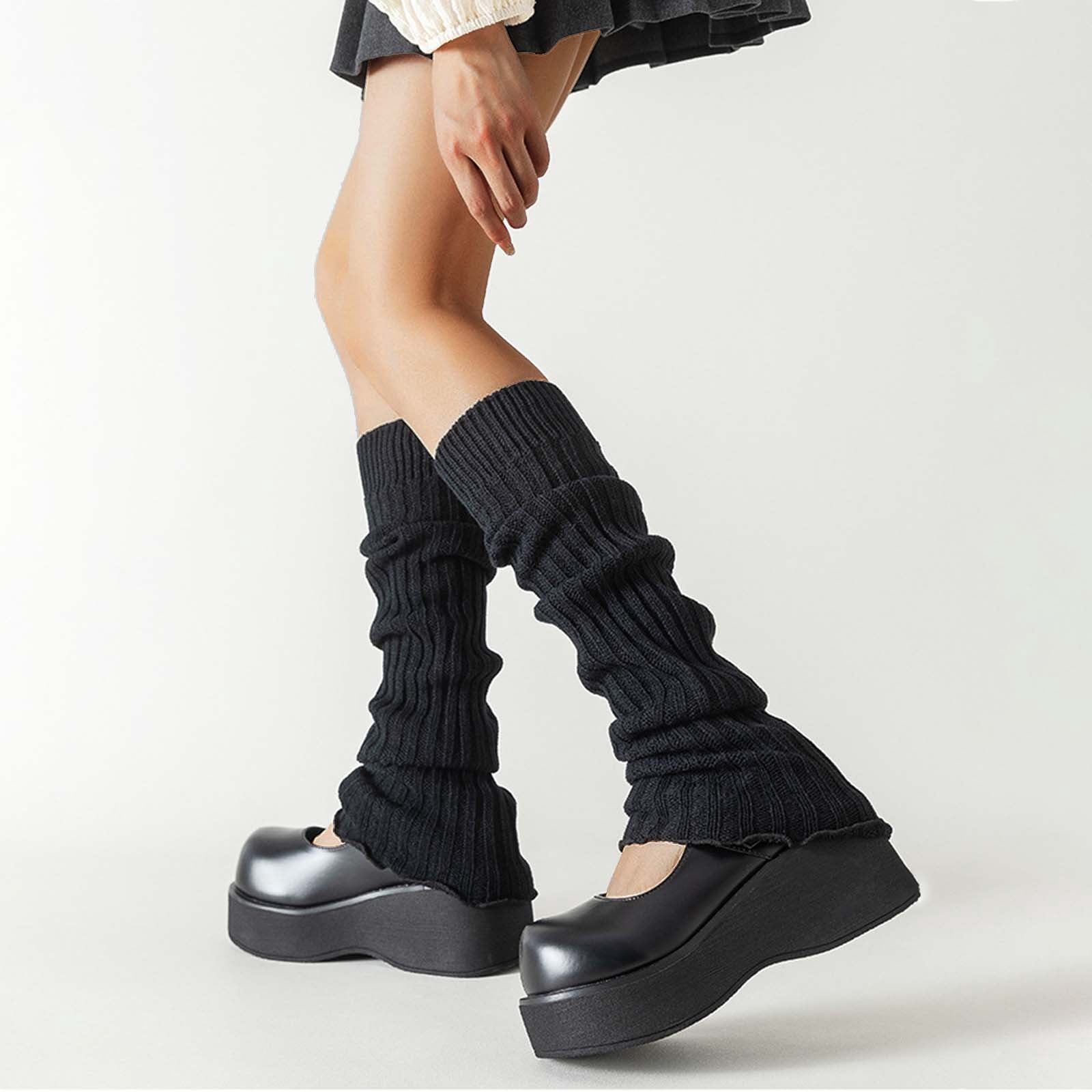 Ladies' Solid Color Knit Lace Trim Style Ruched Socks Lace Stockings ...