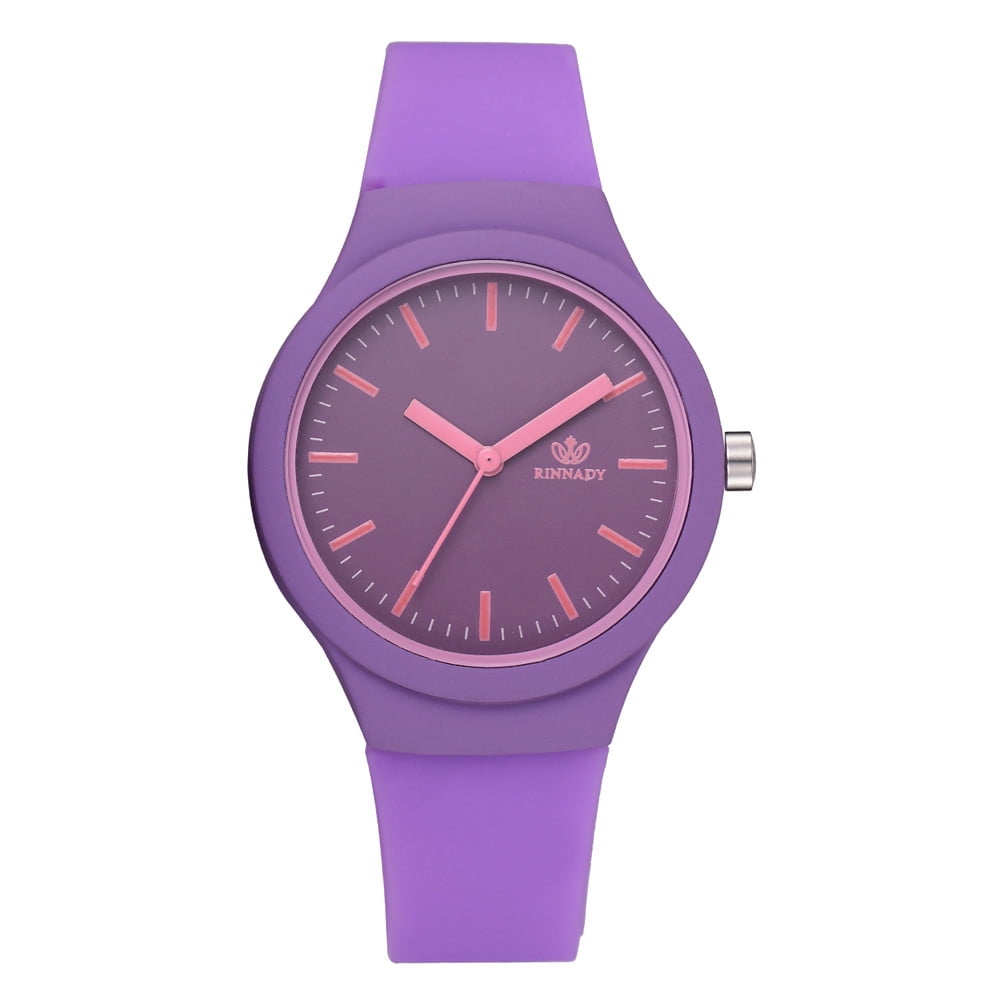 Ladies Solid Pattern Wristwatch Stretch Band Watch Clock Silicon Strap ...