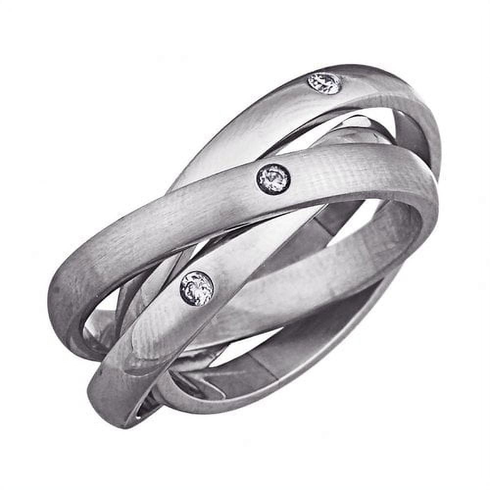 Ladies' Stainless Steel CZ Triple Roll Ring - Walmart.com