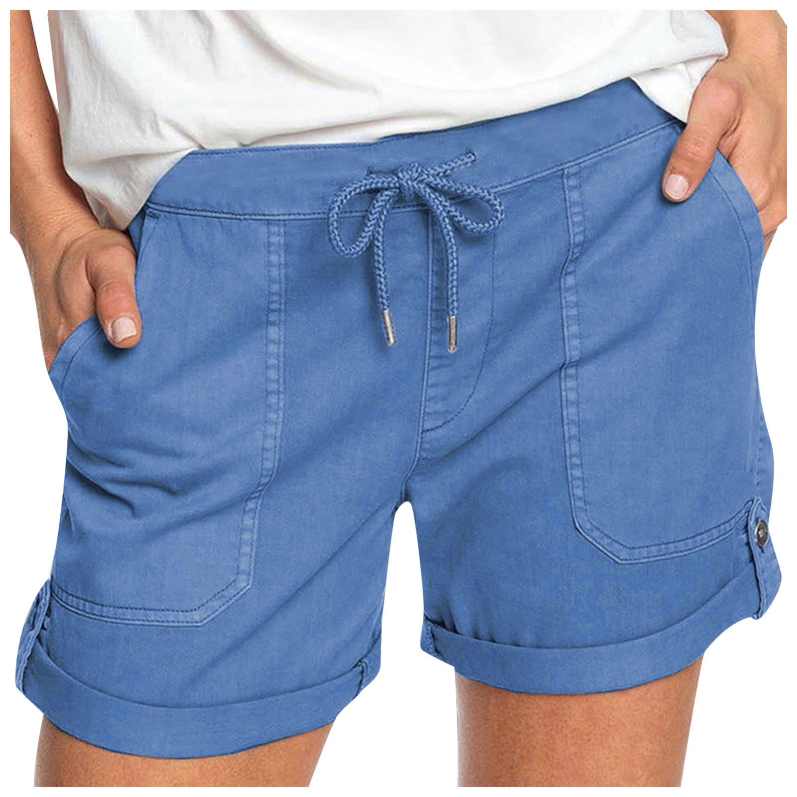 Ladies Loose Fitting Stretchy Streetwear Fashion Shorts, Drawstring ...