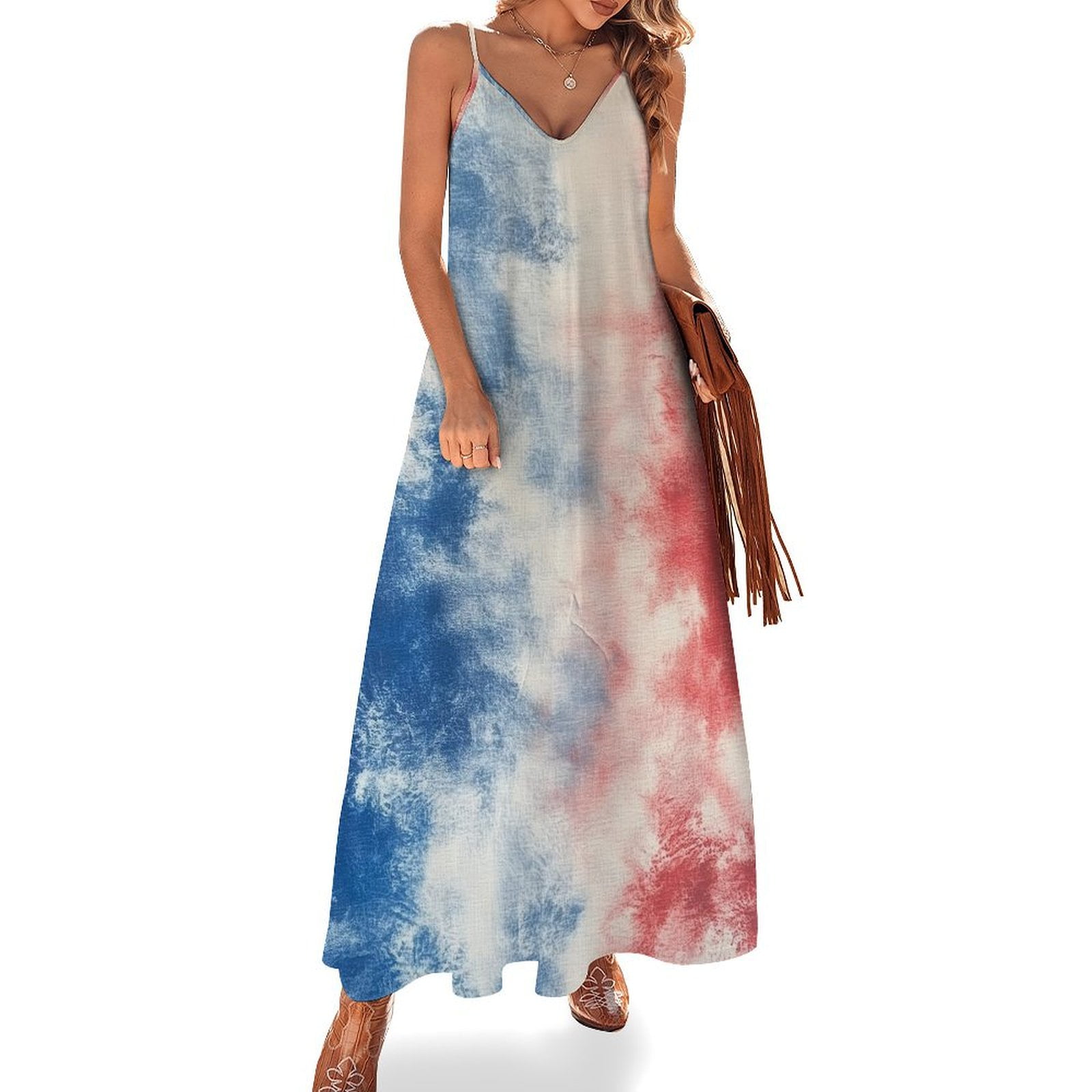 Ladies' Summer Dress Beach Sleeveless Colorful Tie Dye Vortex T-shirt ...