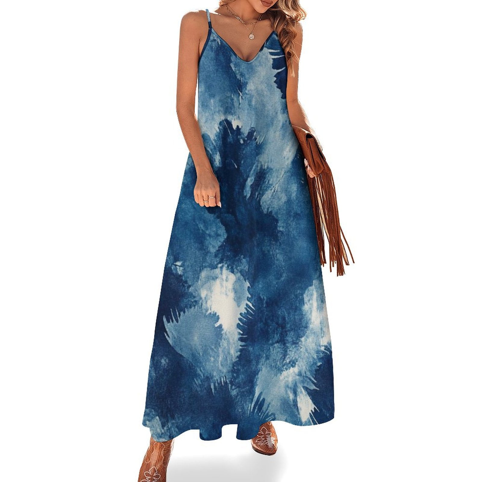 Ladies' Summer Dress Beach Sleeveless Colorful Tie Dye Vortex T-shirt ...