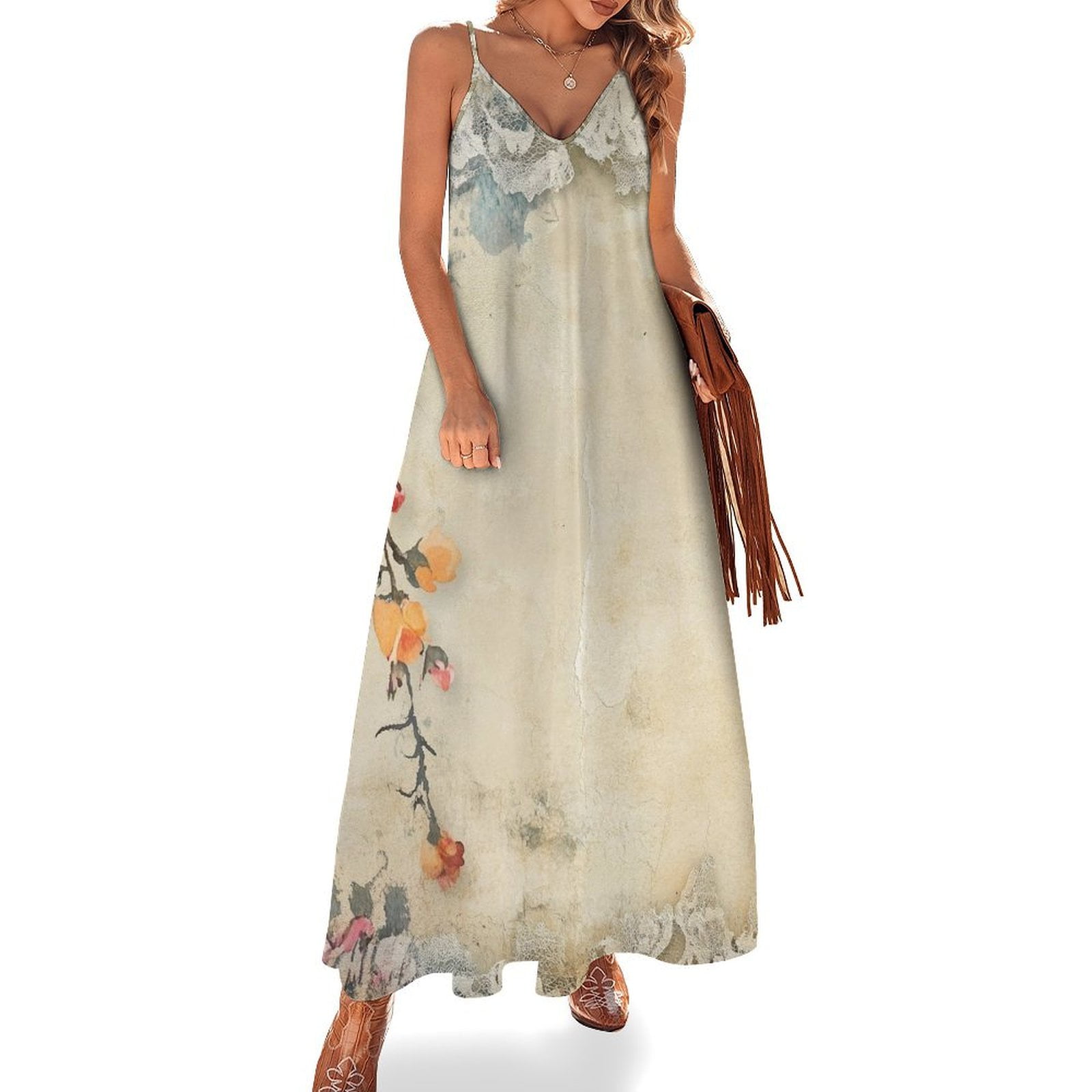 Ladies' Summer Dress Beach Sleeveless Rovie0362_Watercolor_torn_worn ...