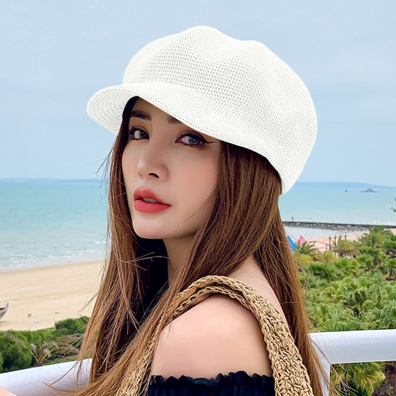 Ladies Summer Outing Sunblock Tongue Octagon Beret Hard Hat with Trim ...