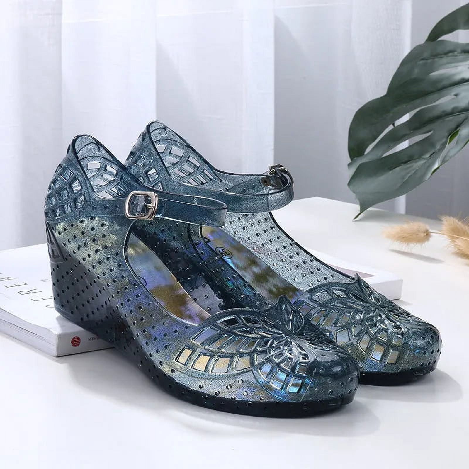 Ladies Summer Transparent Sandals Female Wedges Sandals PVC Platform ...
