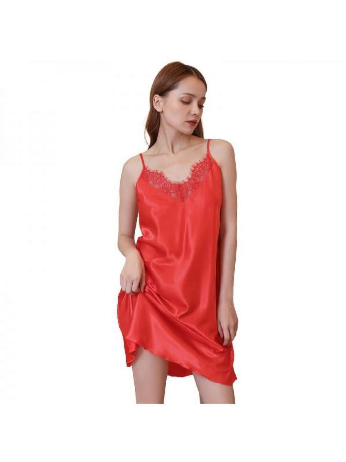 Ladies Suspender Nightdress Satin Chemise Sexy Lingerie Halter Dress ...
