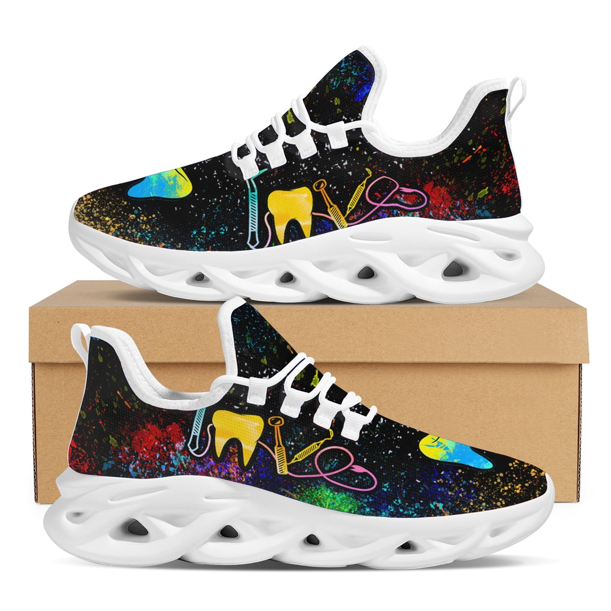 Ladies Teeth Nursing Shoes Dental Medical Heartbeat Sneakers Casual ...