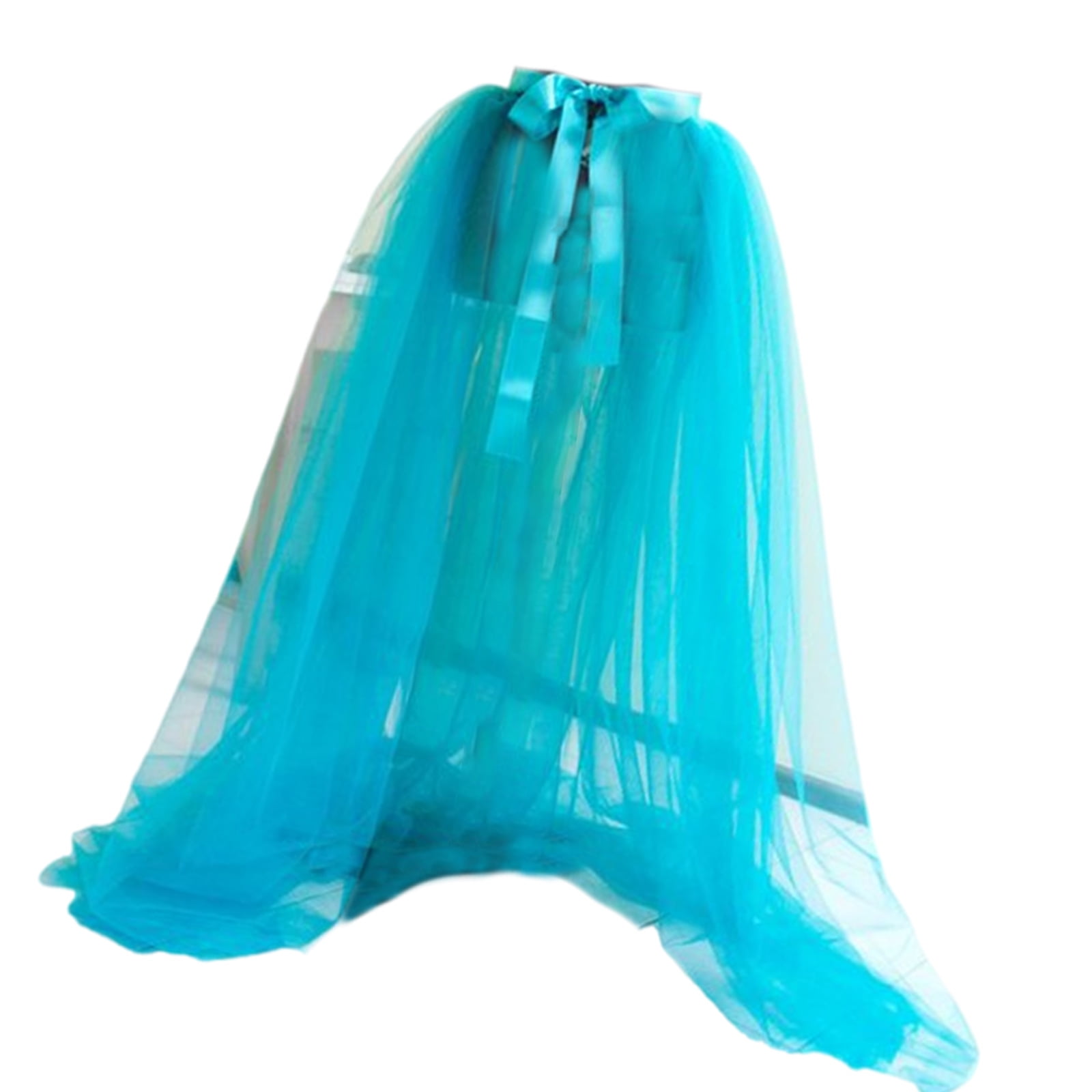 Ladies Tie Waist Overlay Long Tulle Skirt Floor Length See Through Mesh ...