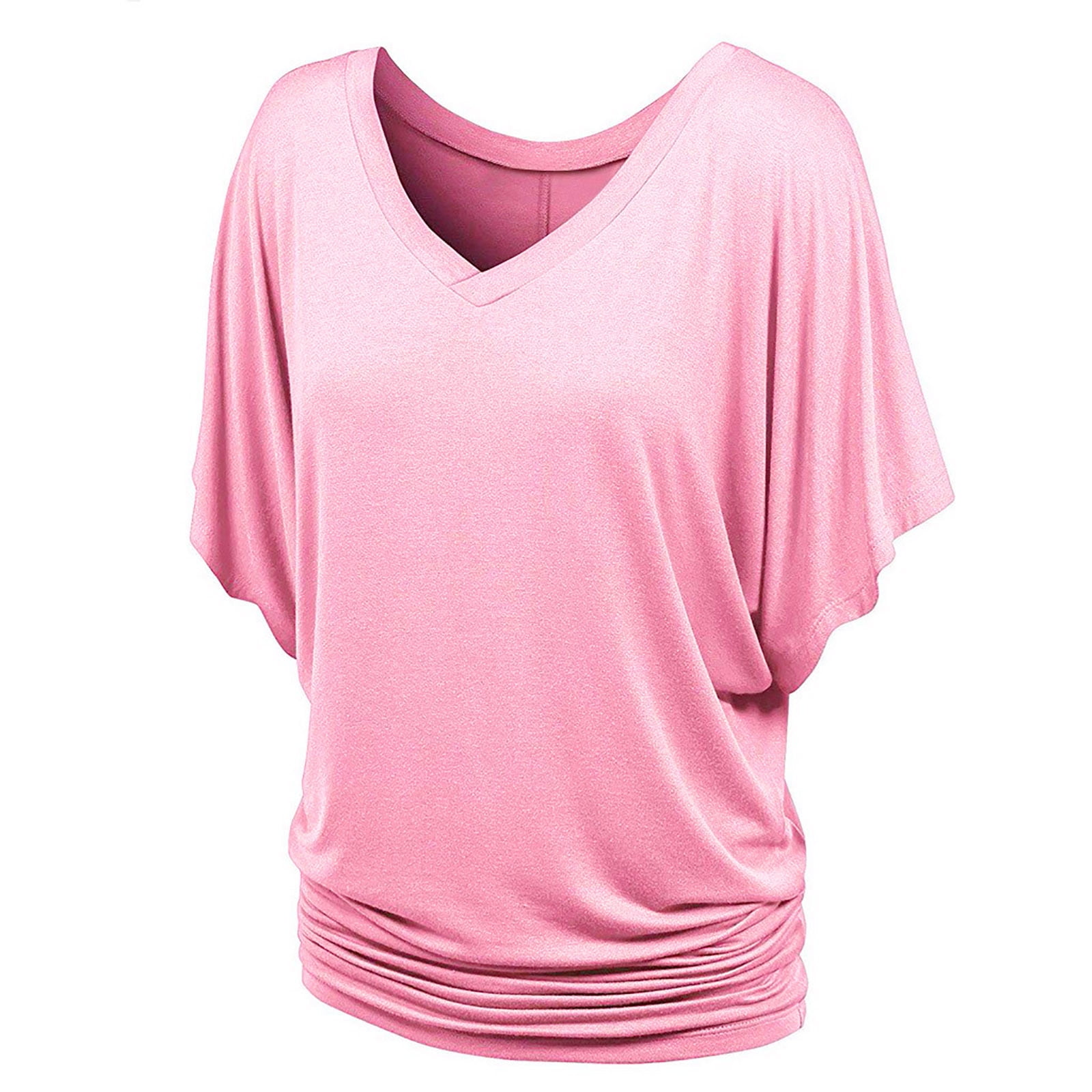 Ladies Tops And Blouses Plus Size V Neck Batwing Loose Graphic Tees ...