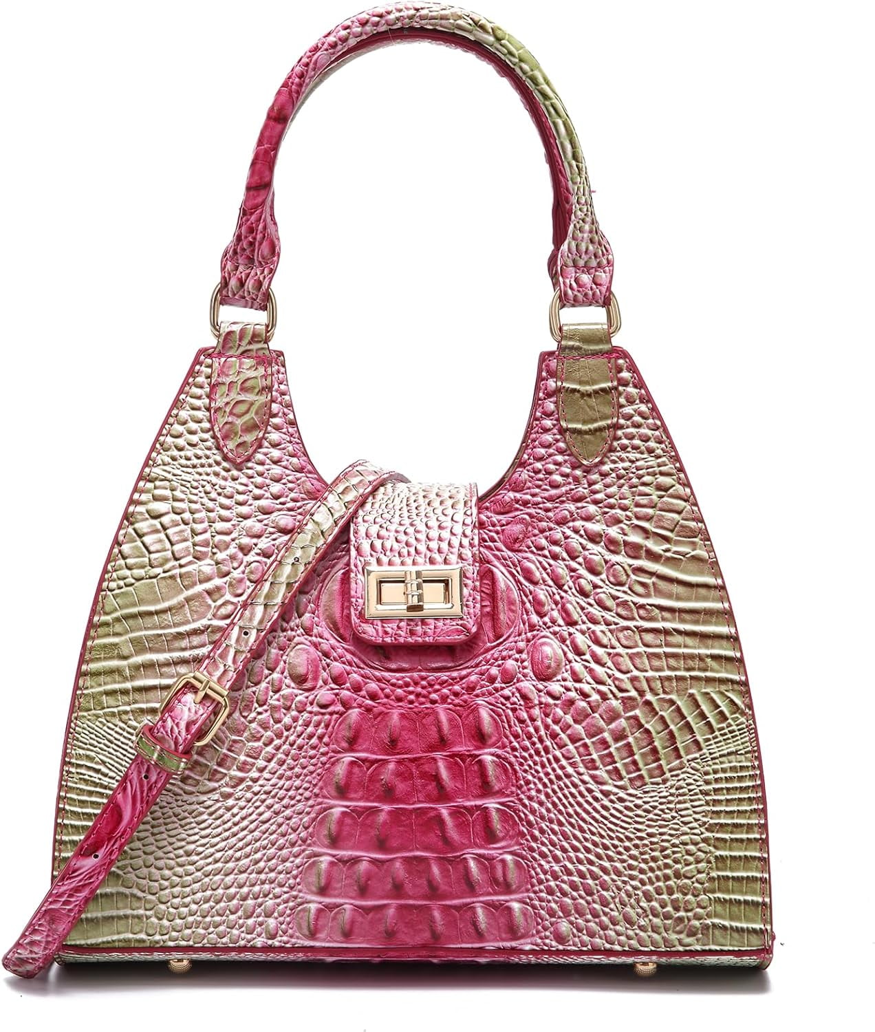 Ladies Tote Leather Bags for Women Crocodile Embossed Zipper Satchel ...