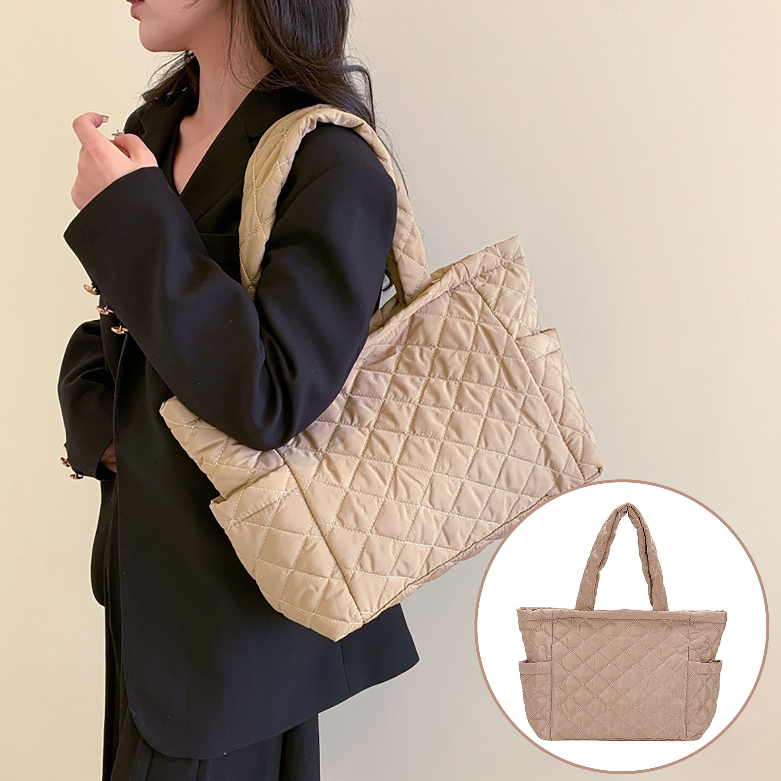 Ladies' Travel Shoulder Bag Lightweight Down Filling Shoulder Bag Large ...