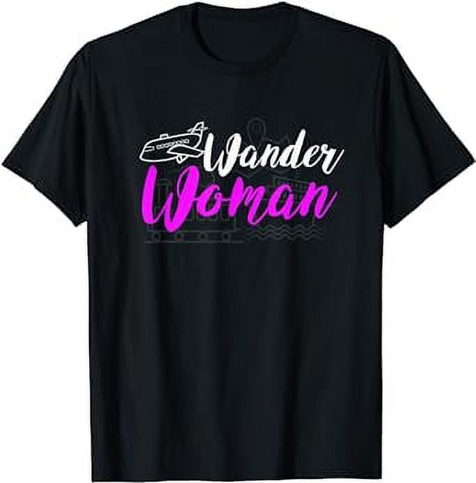 Ladies Travel Tshirt - Wander Woman with plane - Walmart.com