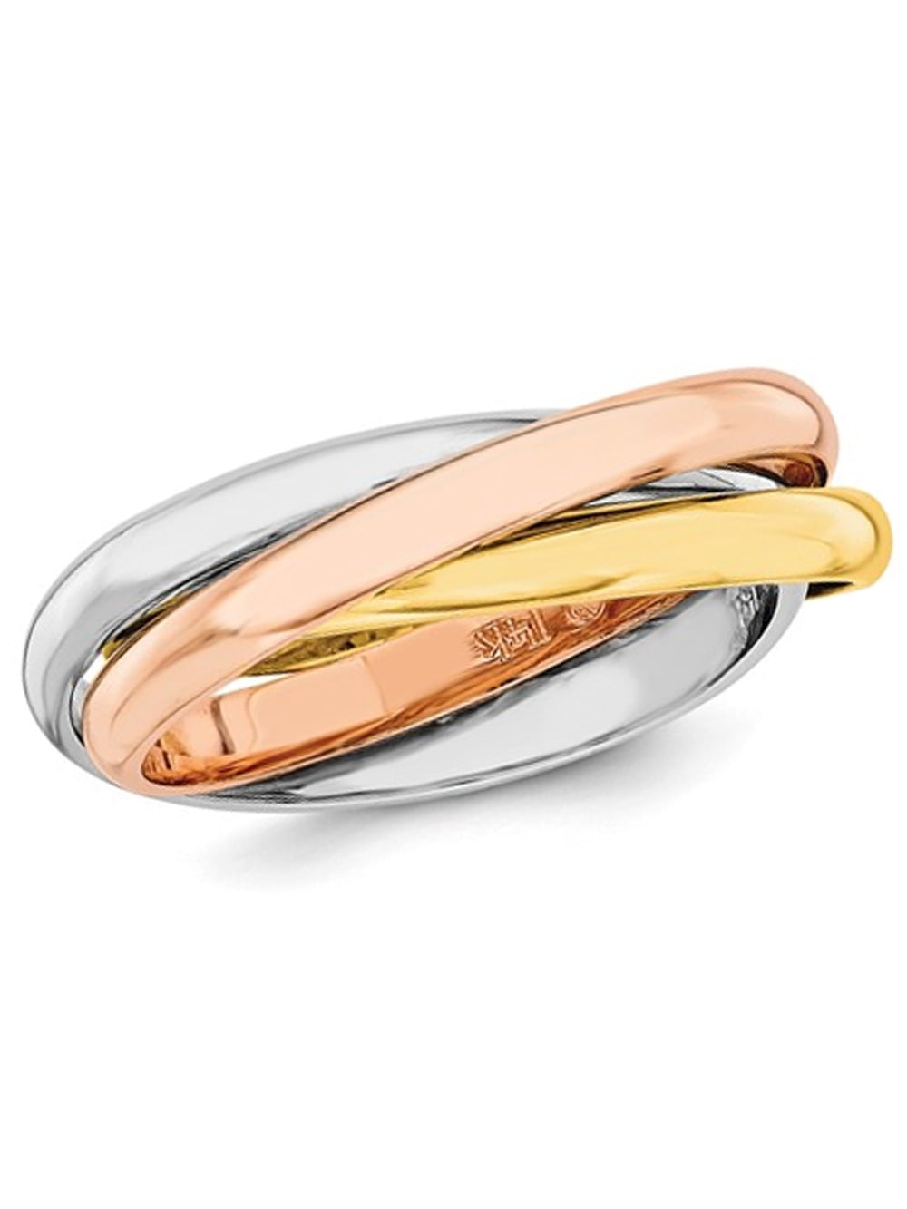Gem & Harmony Ladies Tri-Color Yellow, Pink and White Interlocking 14K ...