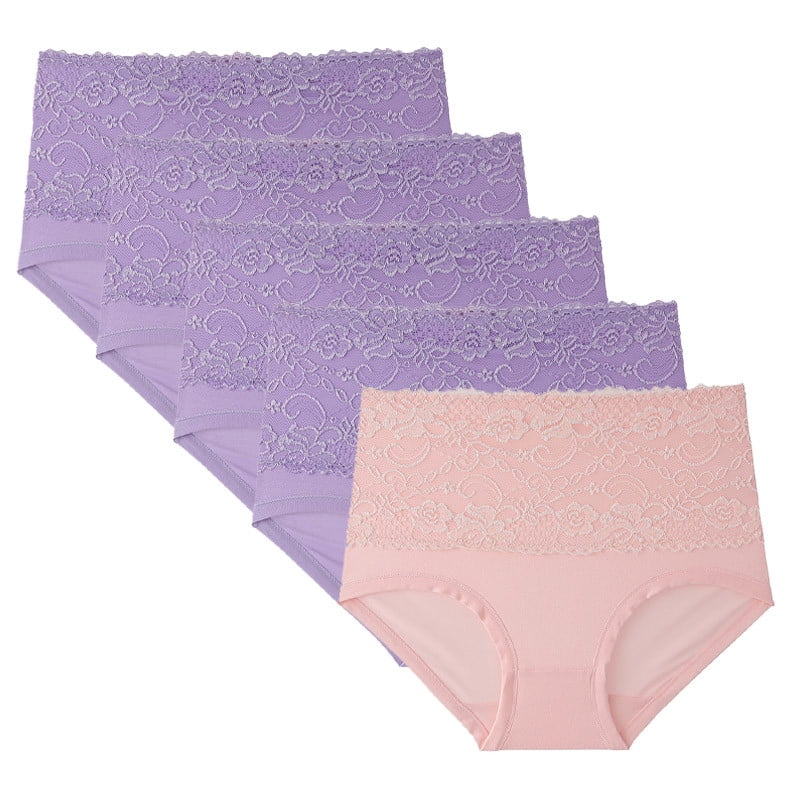 Ladies Underware Cotton Underwear for Women Bikini, 5PC Women Lace High ...