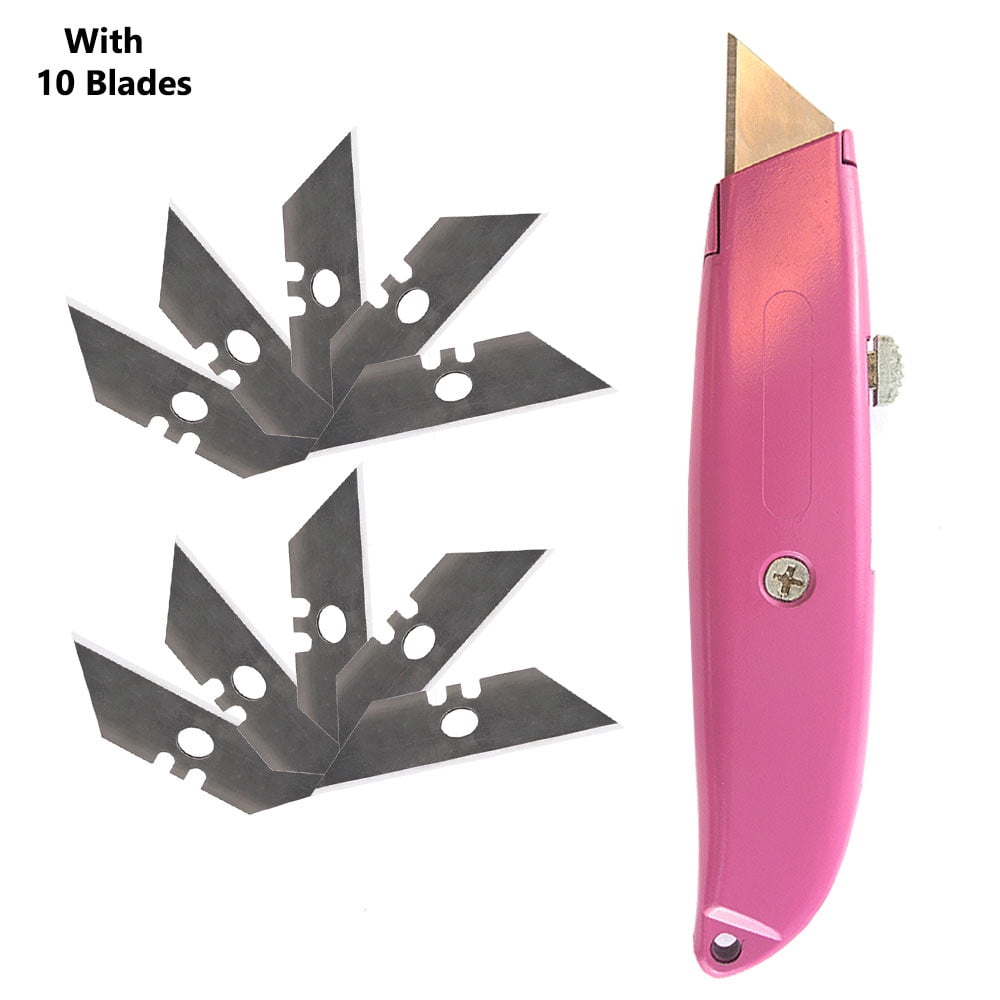 Ladies Utility Knife with 10 Blades Heavy Duty Box Cutter Quick Blade ...