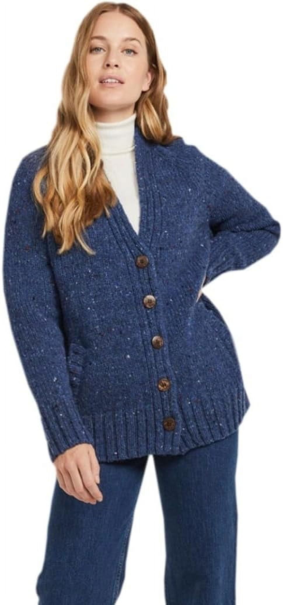 Ladies V-Neck Irish Wool Cardigan Made By Aran Woollen Mills - Walmart.com