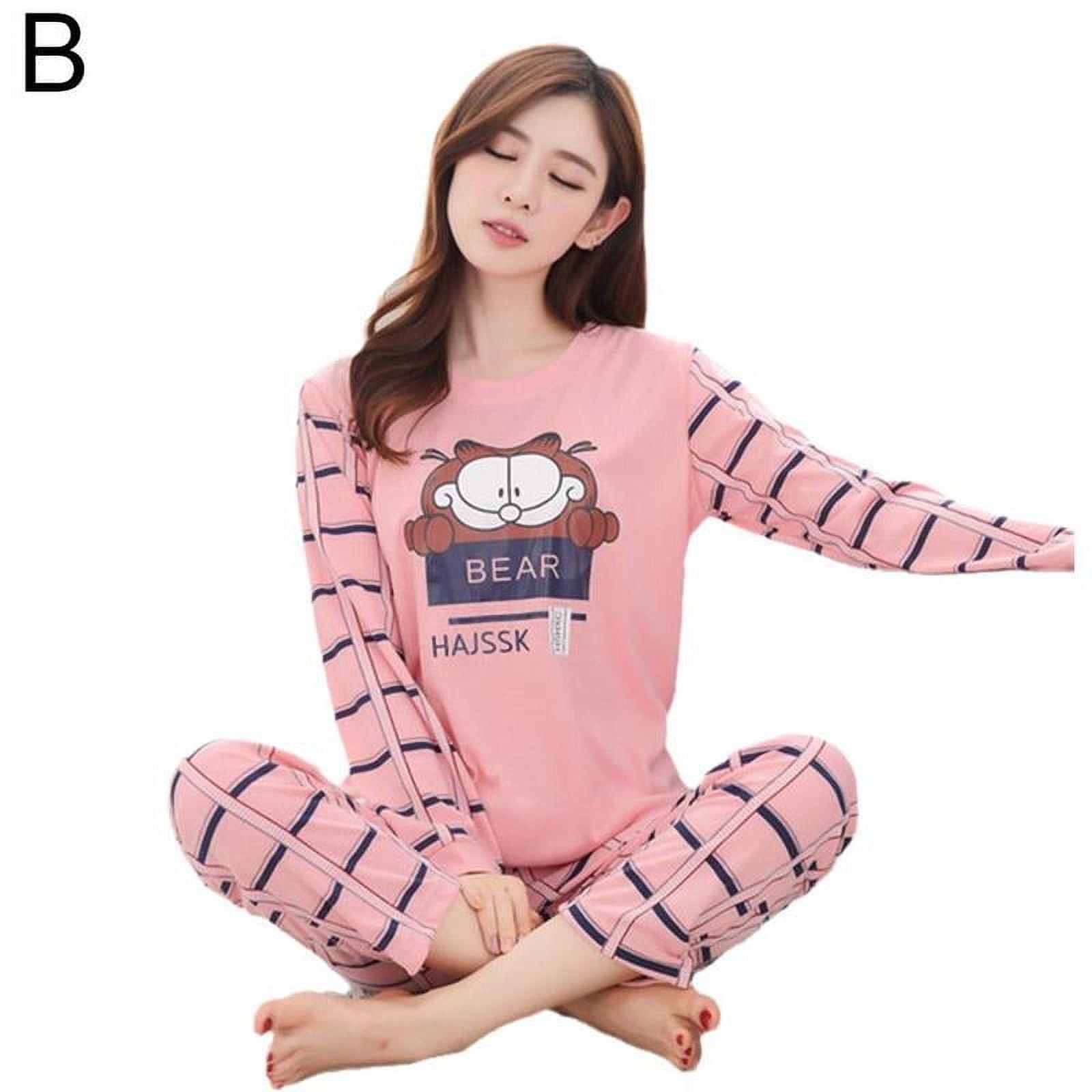 Ladies Womens Pyjamas Set Long Sleeve Top Nightwear Pajamas F8A3 ...