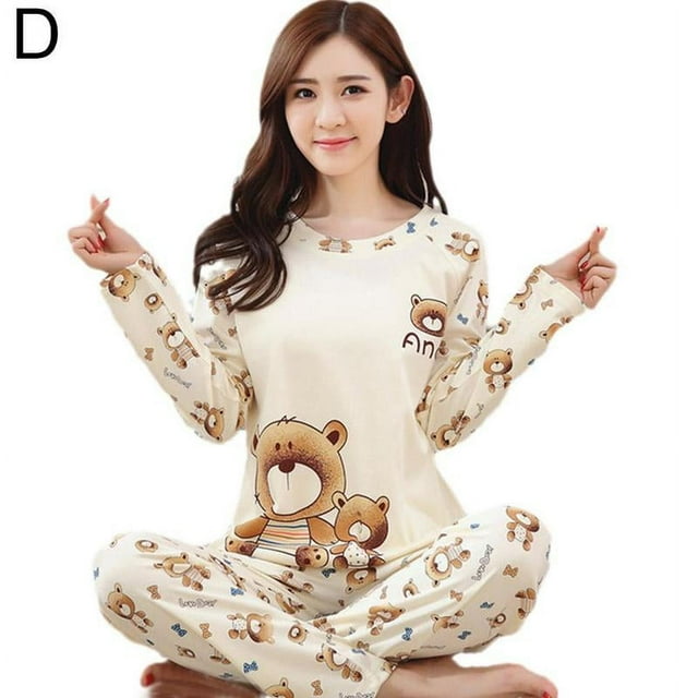 Ladies Womens Long Sleeve Top Nightwear Pajamas Pyjamas Set J8S1 ...