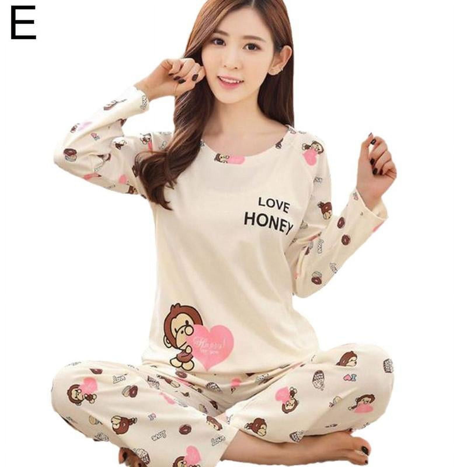 Ladies Womens Pyjamas Set Long Sleeve Top Nightwear Pajamas U5L8 ...