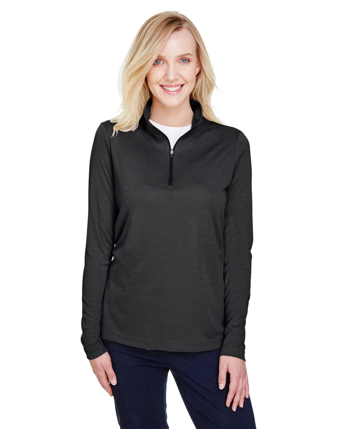 Ladies' Zone Sonic Heather Performance Quarter-Zip - BLACK HEATHER ...