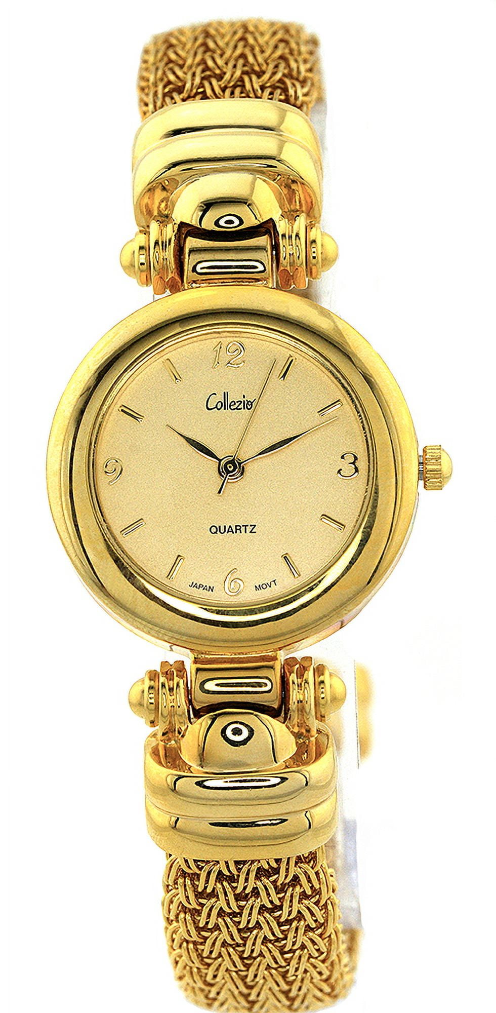 Ladies' gold tone hinged cuff business clubbing watch. 28mm 8mm thick ...
