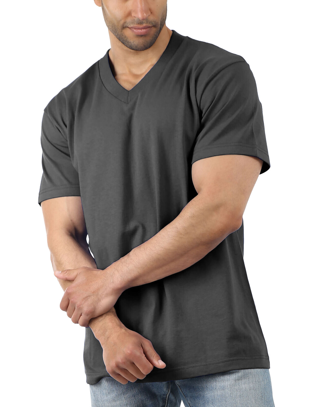Big Men's Solid V- Neck Tee - Walmart.com